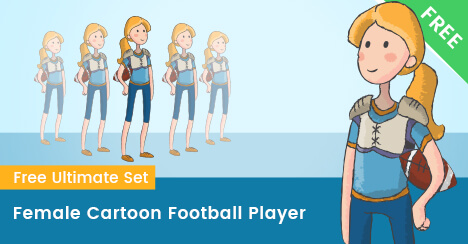 Female Cartoon Football Player - Vector Characters