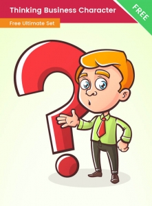 Thinking Business Cartoon Character - Vector Characters