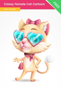 Free Classy Female Cat Vector Character | vectorCharacters
