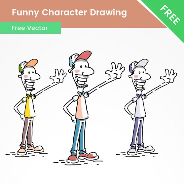 Free Funny Cartoon Character Drawing | VectorCharacters