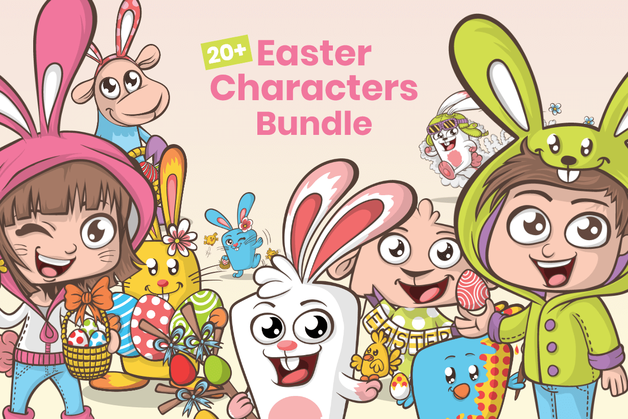 Free Easter Bunny Cartoon Vector Character - Vector Characters